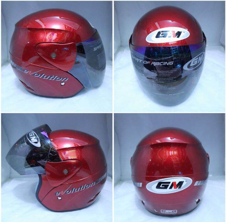 HELM GM EVOLUTION SOLID RED MAROON KACA PELANGI HELM ORIGINAL | Lazada ...