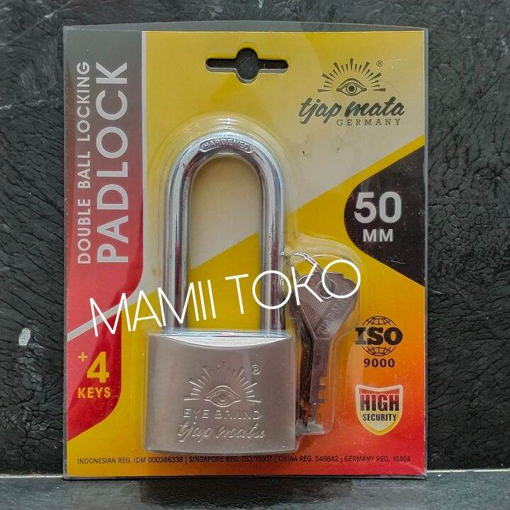 Gembok 50 mm leher pendek / leher panjang Tjap Mata germany Padlock Cap ...