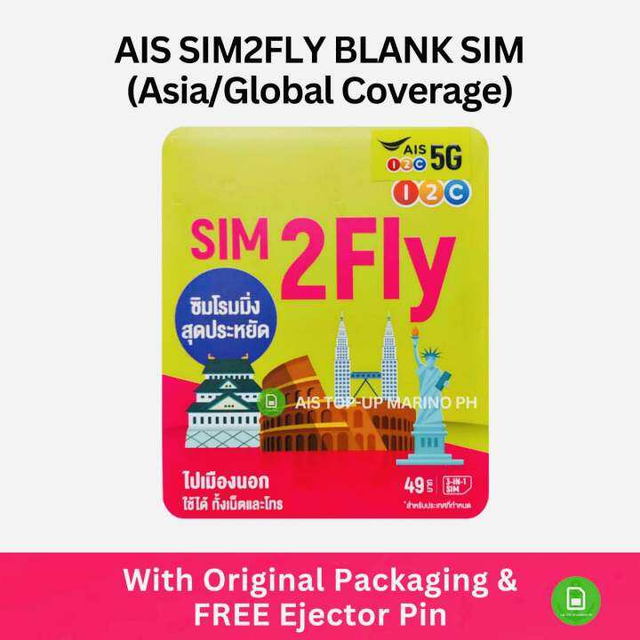 AIS SIM2Fly 5G Global Blank SIM (No load) 146 countries | Lazada PH