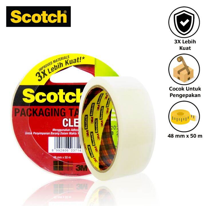 3M Scotch Isolasi Lakban Bening 48 mm x 50 m VHB OPP Packaging Tape Adhesive Acrylic 3M-PC-50L ...
