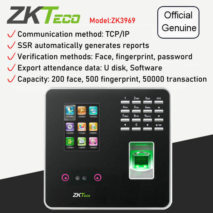 ZKTECO WiFi Biometric Face Recognition Fingerprint Time Attendance Machine Office Time ...