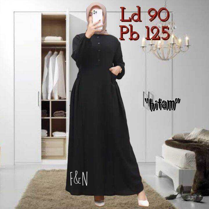 Gamis Anak Remaja Hitam Polos Usia 12-15 Tahun//Maxy Dress Cika Premium ...