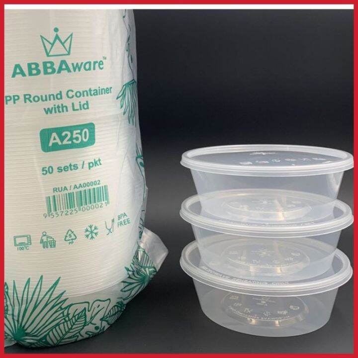 A250 10oz Round Container With Lid ( 50sets± ) Disposable Plastic Food ...
