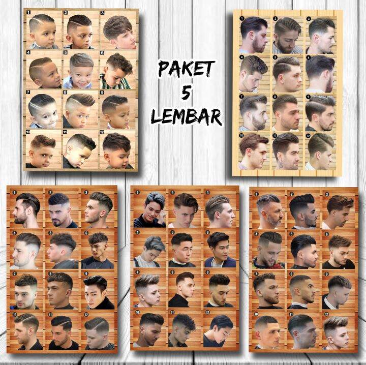 POSTER PANGKAS BARBERSHOP TERBARU MODEL POTONG RAMBUT ANAK DAN DEWASA ...