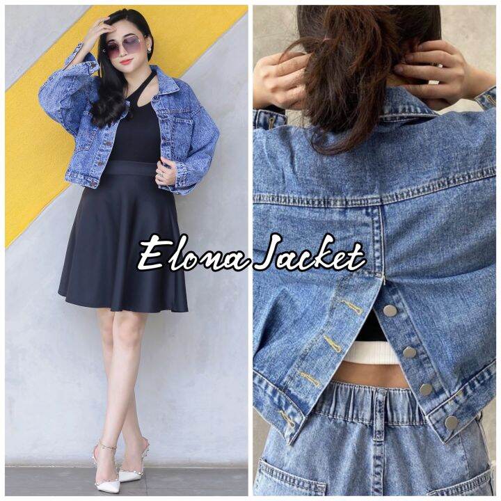 ELONA DENIM CROP JACKET/ jaket jeans crop modist | Lazada Indonesia