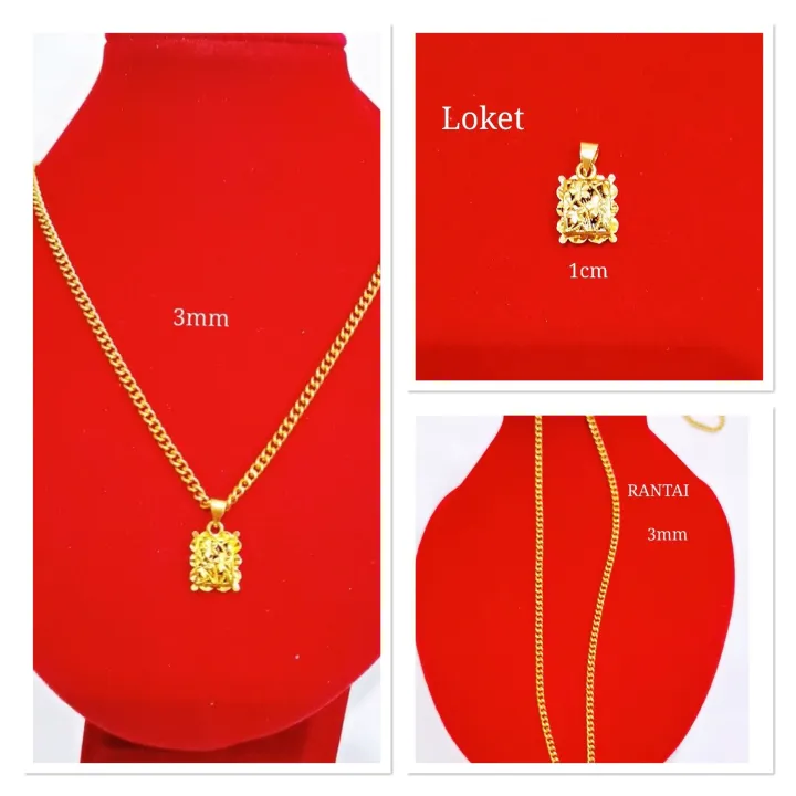 Rantai Leher Loket Emas Bangkok Cop 916 Persis Original | Lazada
