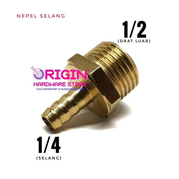 Nepel Selang 1/2 x 1/4 DRAT LUAR - Kuningan-Nepple-Hose/Sambungan ...