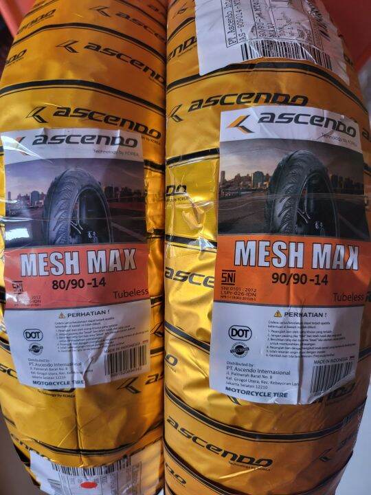 BAN LUAR ASCENDO (SNI) MESH MAX RING 14 TUBELESS SATUAN 80/90 & 90/90 ...