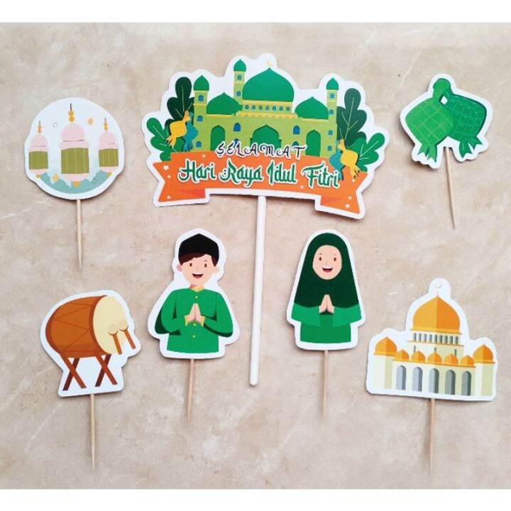 Topper hiasan tusukan toper kue cake nasi tumpeng puding lebaran ...