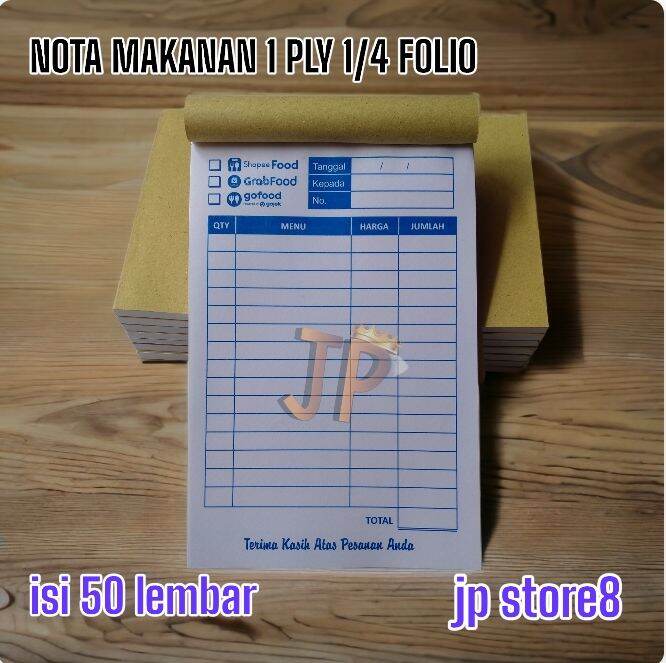 NOTA MAKANAN 1 PLY & 2 PLY 1/4 FOLIO | Lazada Indonesia