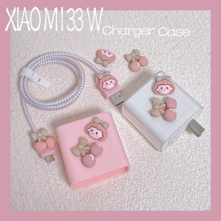 OPPO Cute Cartoon Pink Cherry Girl Charger Cover Cable Protector for ...