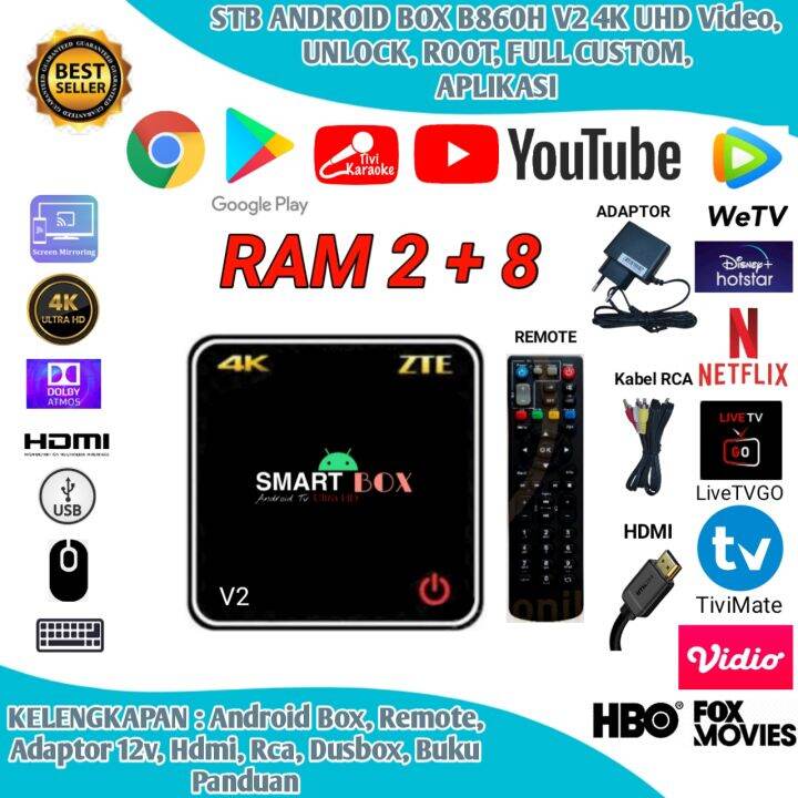 STB ANDROID TV BOX B860H V2.1 4K (SUDAH UNLOCK ROOT+FULL APLIKASI) | Lazada Indonesia
