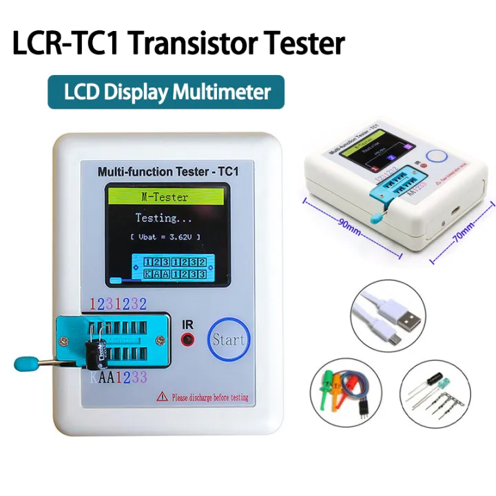 LCR-TC1 TFT ทดสอบทรานซิสเตอร์1.8 "จอแสดงผล LCD มัลติมิเตอร์ไดโอด T Riode ตัวเก็บประจุต้านทาน ...