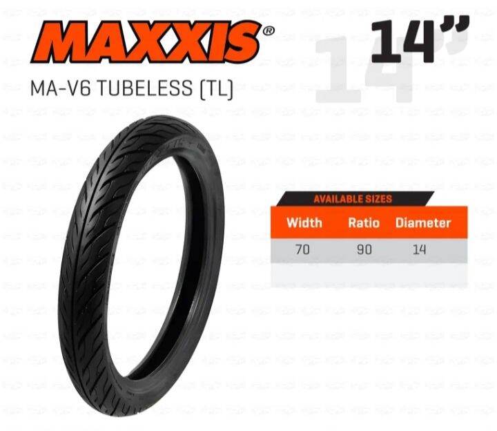 MAXXIS MA- V6 TUBELESS TIRE FOR MOTORCYCLE 70/90X14 WITH FREE SEALANT AND PITO | Lazada PH