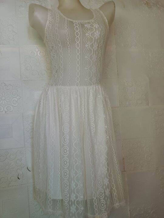 white lace dress, ukay edition, fit small to medium, actual photo ...