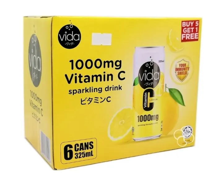 Vida Vitamin C Lemon Sparkling Drink 325mL 5+1 Promo Pack | Lazada PH
