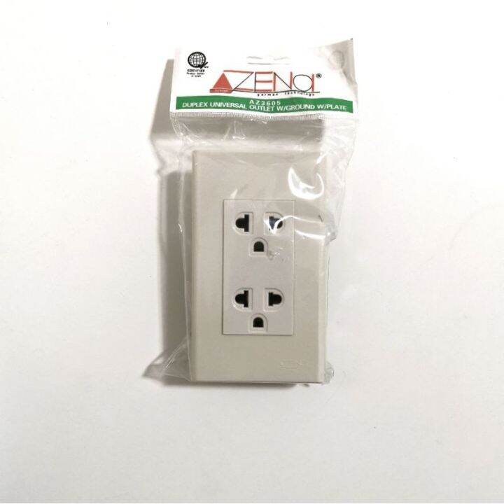 Azena Duplex Universal Outlet With Ground 2 Gang Two Gang | Lazada PH