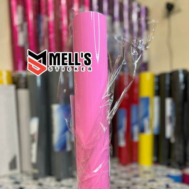 stiker skotlet pink muda peach glossy lebar 45 cm panjang 1 meter merk ...