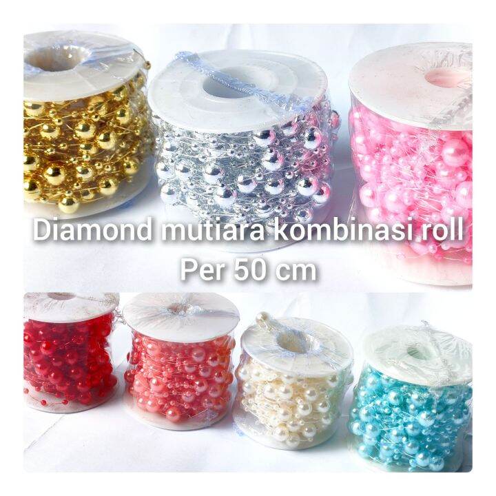 Payet diamond mutiara kombinasi ukuran tali panjang per 50 cm | Lazada ...