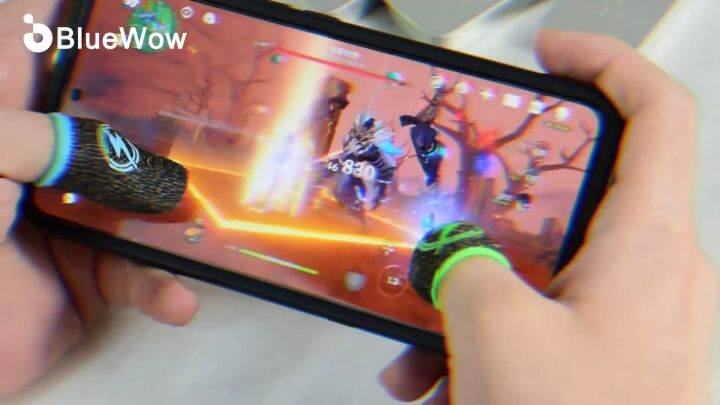 BlueWow แฟลชพิมพ์ลาย Pikachu ถุงนิ้วพร้อมใช้เกมเดียวกันกับเส้นใยเงินตัวนำยิ่งยวดในสองสีเหมาะ ...