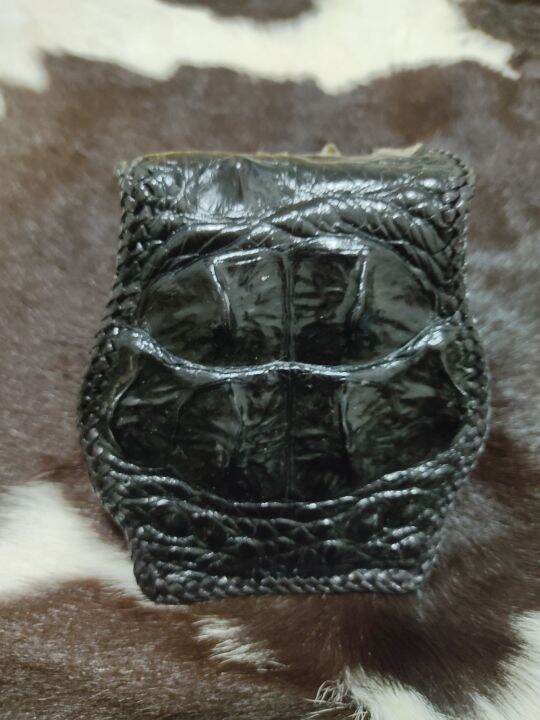 กระเป๋าสตางค์US หนังจระเข้อินโดนีเซียแท้ ถักขอบ | Lazada.co.th