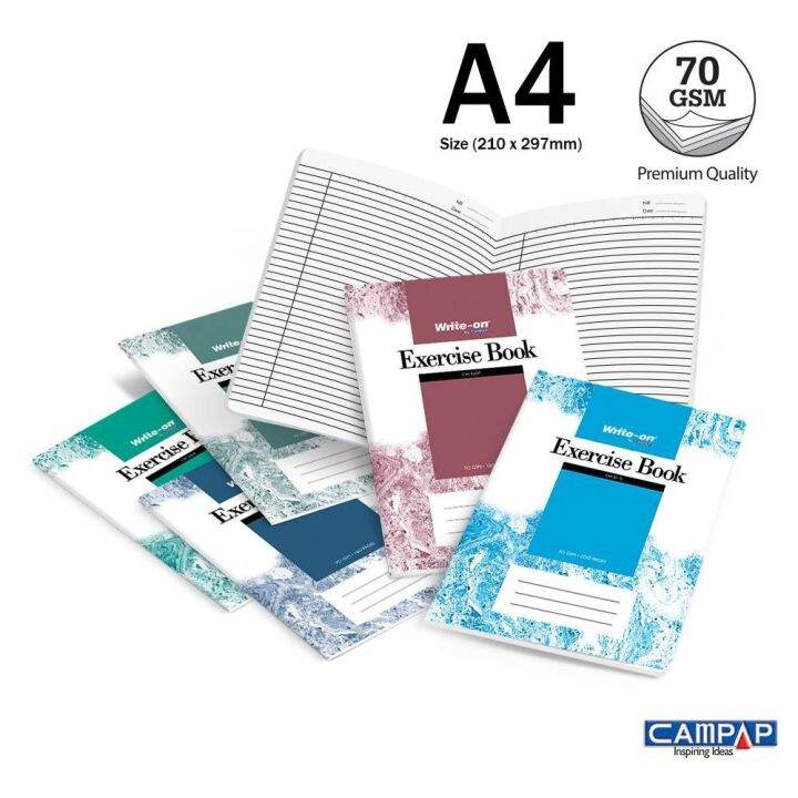 Campap Write-on A4 Exercise Book / Buku Nota Panjang 80p/ 100p/ 120p/ 160p/ 200p | Lazada