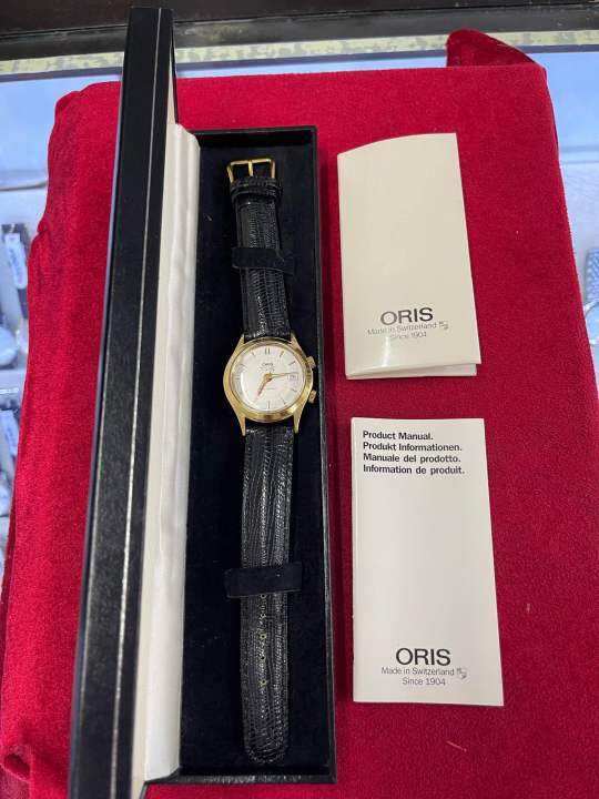 ORIS WRIST ALARM 17 Jewels Anti-Shock ระบบไขลาน ตัวเรือนทองชุบ นาฬิกาผู้ชาย มือสองของแท้ ...
