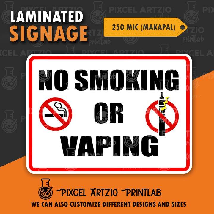 No Smoking or Vaping Laminated Signages - Waterproof (Makapal) | Lazada PH