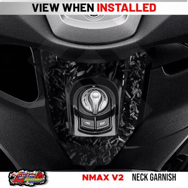 Nmax v2 & v2.1 forged carbon neck / ignition lock garnish hydro dip ...
