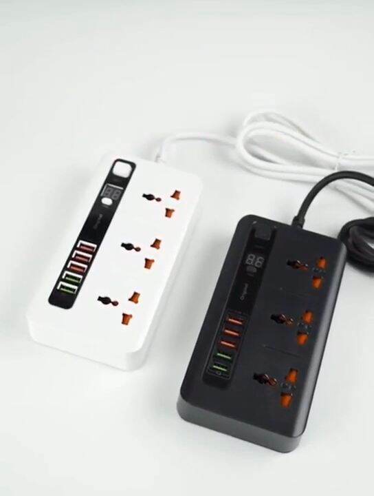 Stop Kontak 3 Lubang QualComm Fast Charging + 5 USB Port 3.4A Multi ...