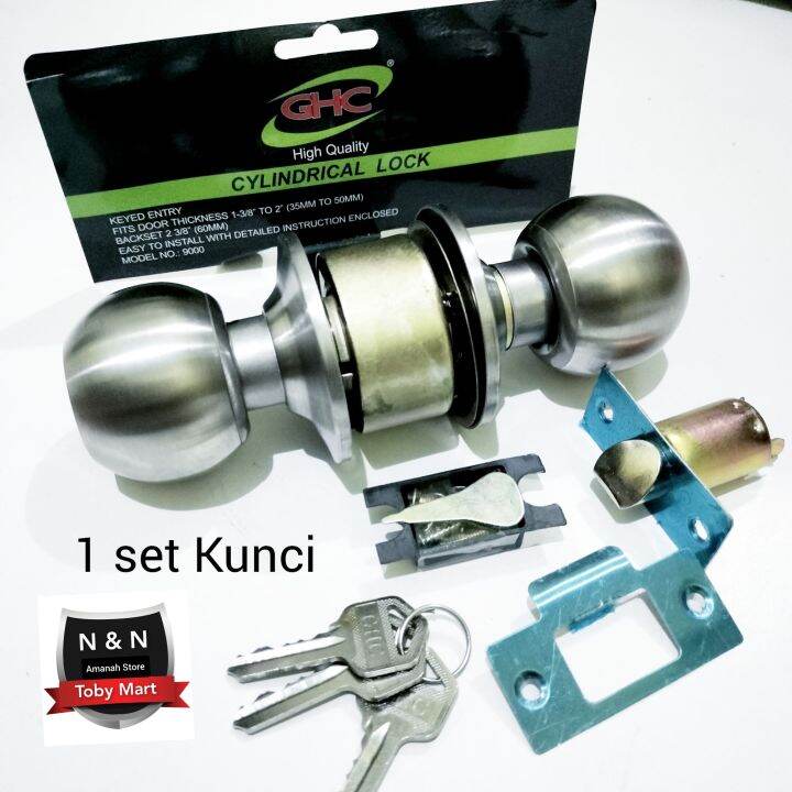 Kunci Pintu Kamar Bulat 1 set - Gagang Kunci pintu kamar - Handle pintu ...