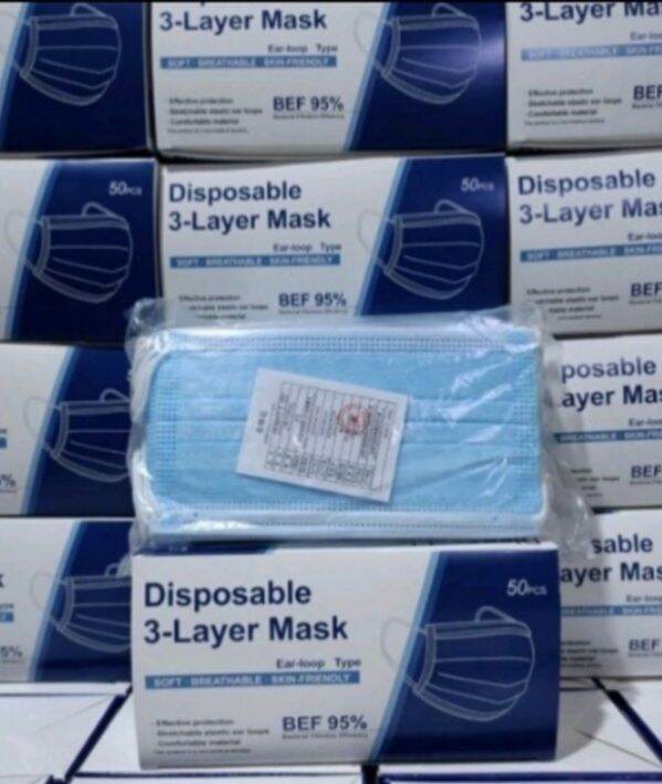 Masker 3 Ply Earloop Biru 1 Box isi 50 Pcs | Lazada Indonesia