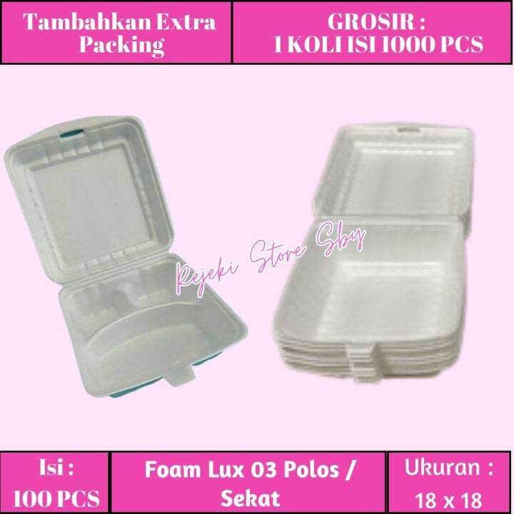 (100 PCS) Styrofoam Lux 03 Polos / Sekat 3 | Foam Nasi Polos / Foam ...