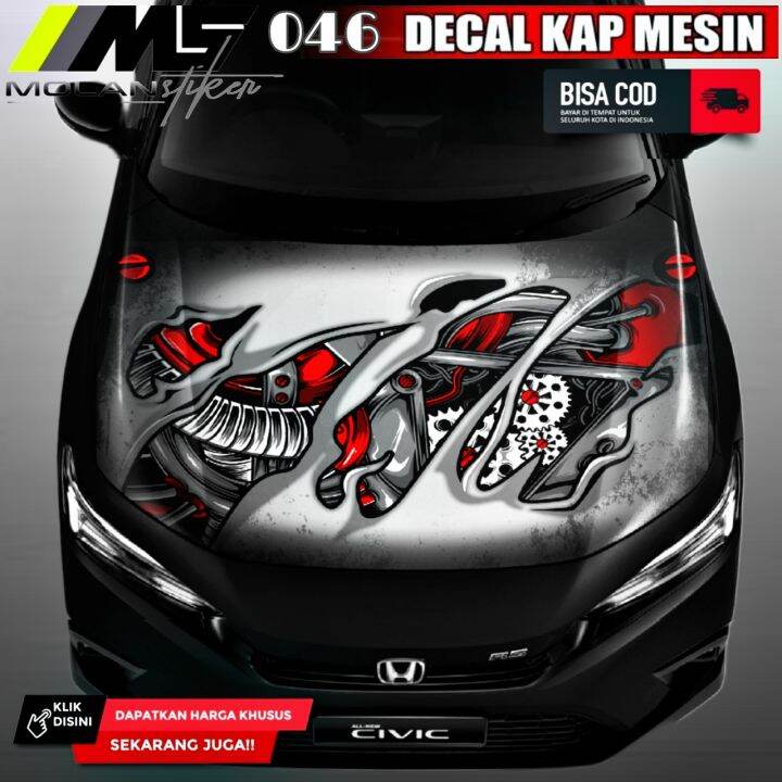Decal Sticker Striping Variasi Kap Mesin Mobil / Decal Kap Mesin ...