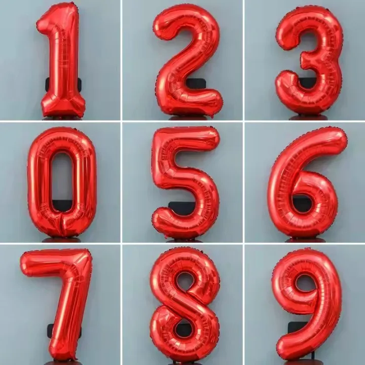 16 inches RED NUMBER Foil Balloons | Sold per Number | Lazada PH