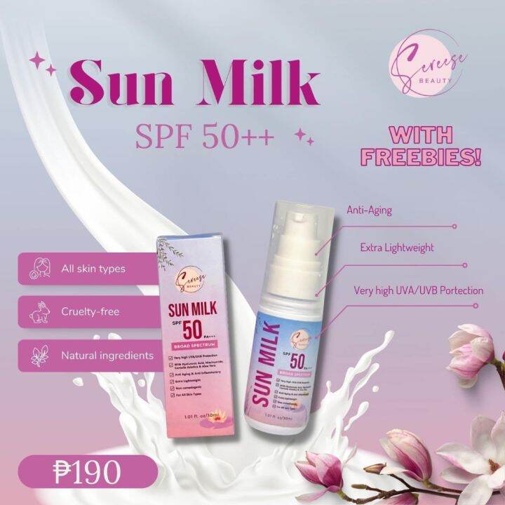 Sereese Beauty Sun Milk SPF 50 broad spectrum sunscreen | Lazada PH