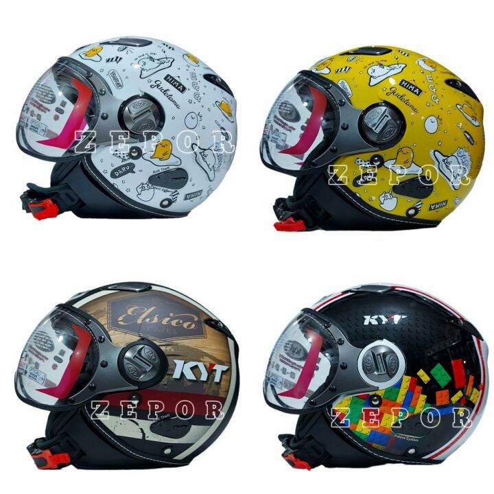 Helm KYT ELSICO Motif Series Retro Classic Original SNI DOT Half Face ...
