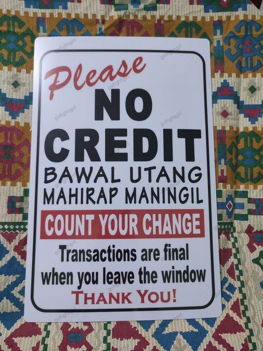 Please No Credit PVC Signage A4 Size | Lazada PH
