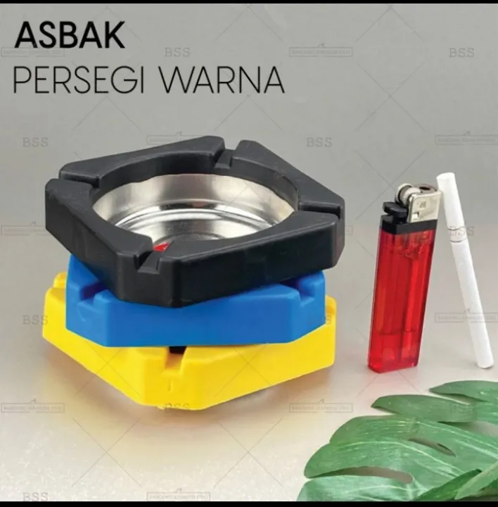 asbak stainless persegi warna / asbak kotak segi warna warni / asbak ...