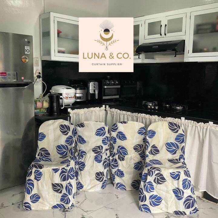Leaves Blue Monoblock Chair Cover | Lazada PH