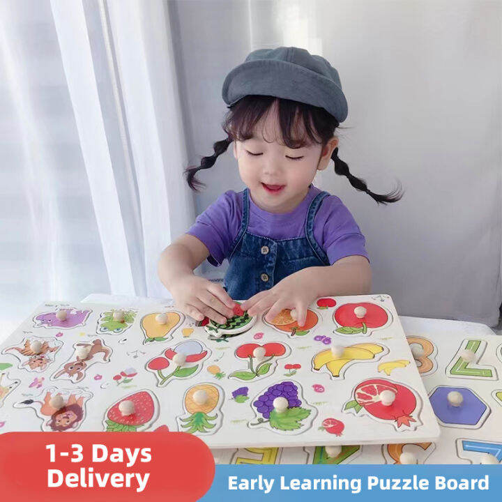 【Fast delivery】Bestseller peg puzzle Montessori Wooden Puzzles Hand ...