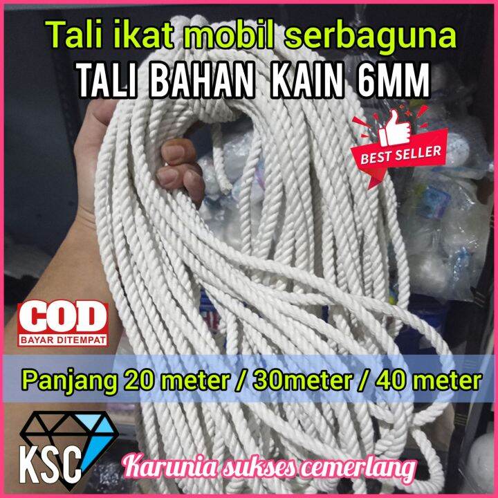 TALI BAHAN KAIN 6MM (COD) / TALI 6MM / TAMBANG KAIN / TALI IKAT MOBIL ...