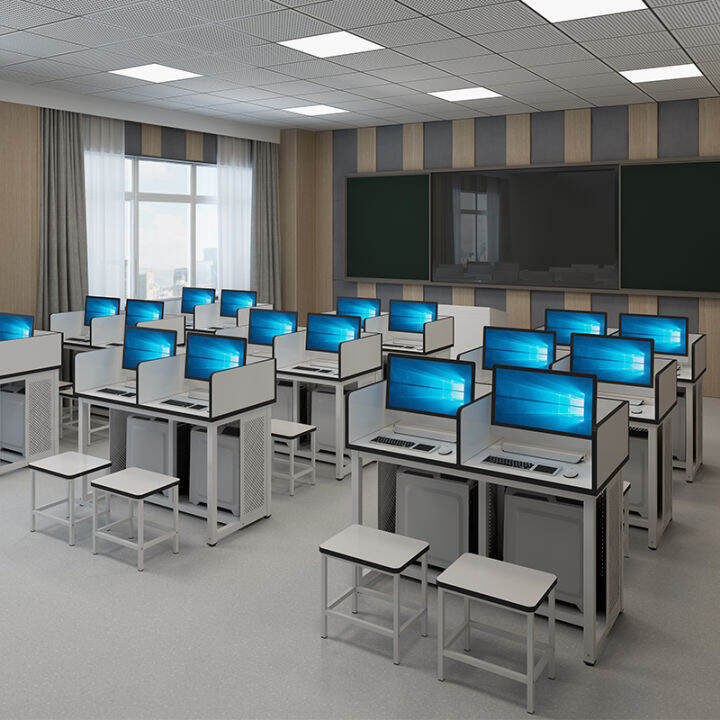 School Computer Desk Training Computer Room Subareas Screens Table and ...