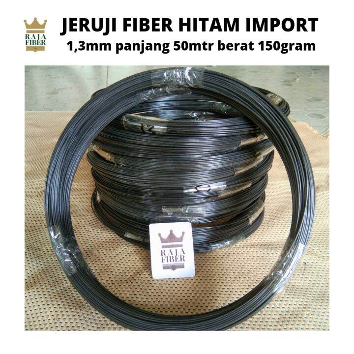 JERUJI FIBER HITAM IMPORT 1,3MM PANJANG 50MTR BERAT 150GRAM | Lazada ...