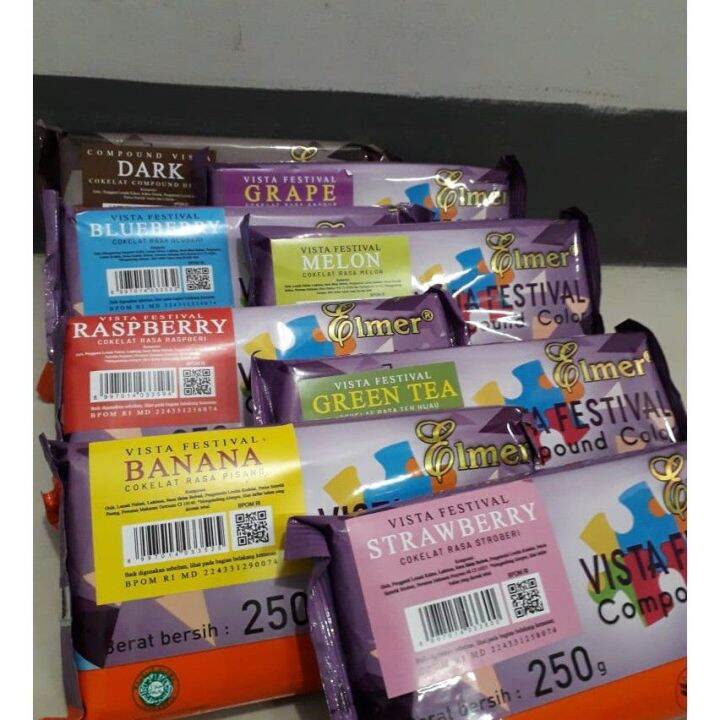 Vista Blueberry compound coklat batang varian rasa repack 250 gram ...