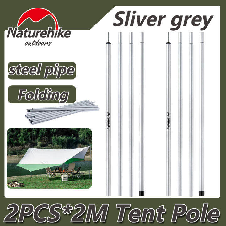 Naturehike 2PCS*2M Tent Pole 4 Section/PC Pole Iron Rod Folding Outdoor ...