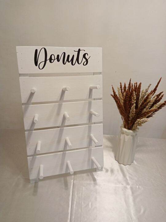 Wooden White 12 Hole Donut Wall for DIY Sweet Corner/Candy/Dessert Set ...