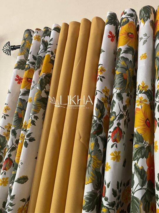 LIKHA - 3in1 Elegant Tanya Print Ring Curtains 6ft/7ft - sold per SET/PIECE | Lazada PH