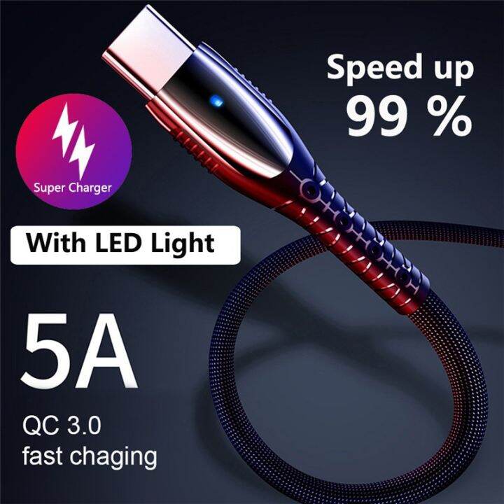 Micro USB Cable 5A LED Fast Charge Micro Cable Micro Type-C for iP ...