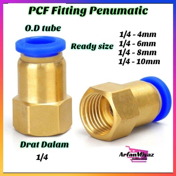 Pcf Fitting Konektor Lurus Sambungan Selang Angin Drat Dalam1/8,1/4, OD 4-10mm | Lazada Indonesia